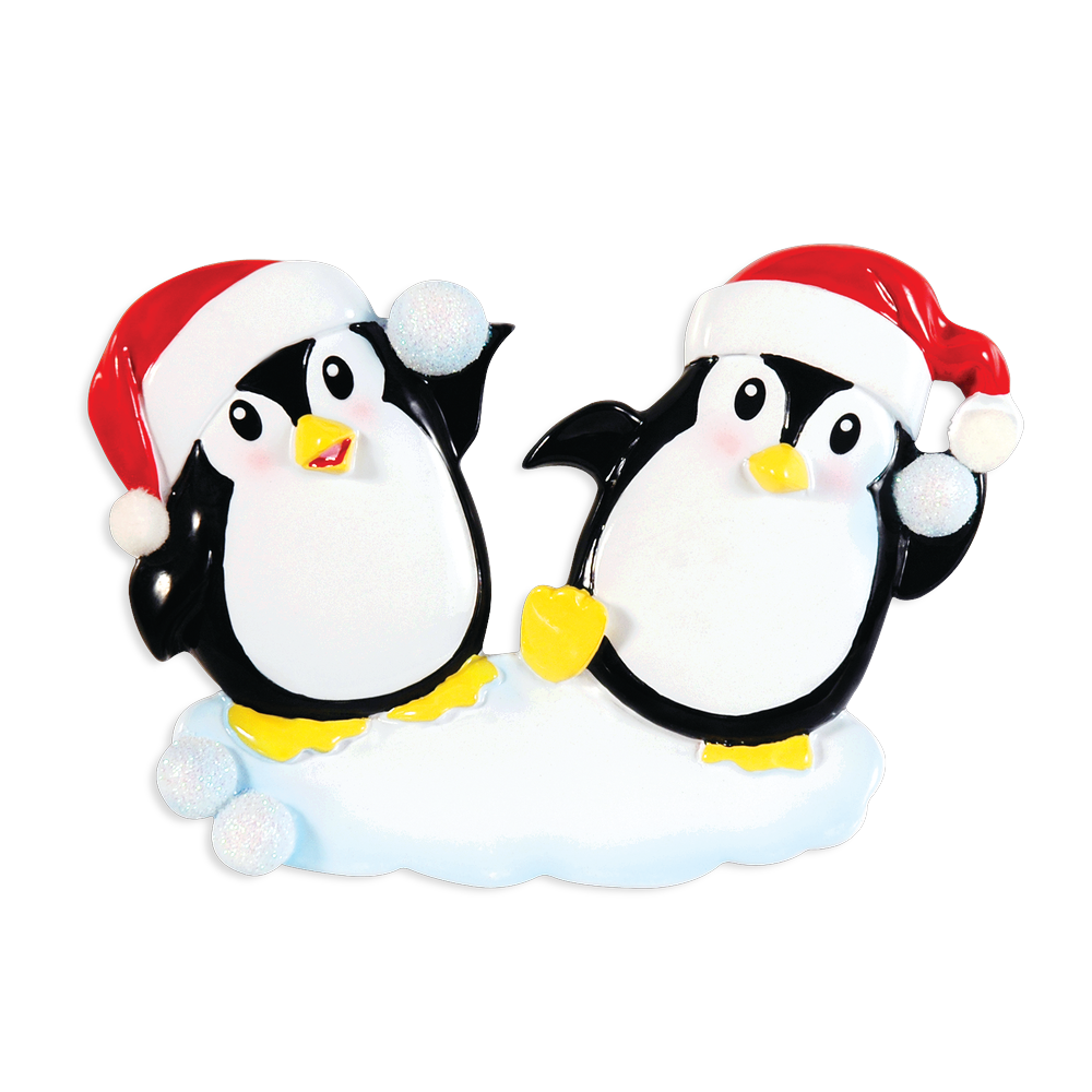 OR1318 - Penguin Snowball Couple Personalised Christmas Decoration ...